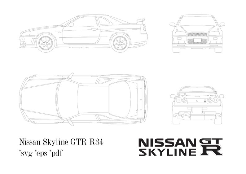 Nissan Skyline GTR R34 Vector Files for Crafting. Svg Eps - Etsy New ...