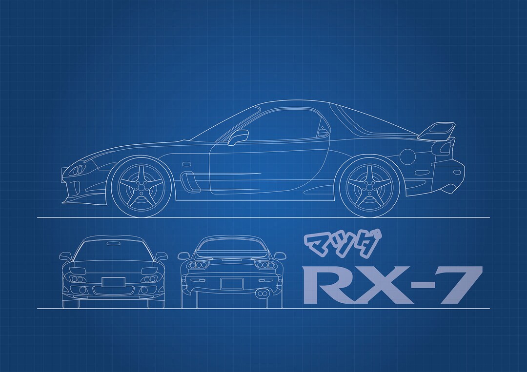 High Quality Mazda RX7 Blueprint, Printable Wall Art, Desktop Wallpaper ...