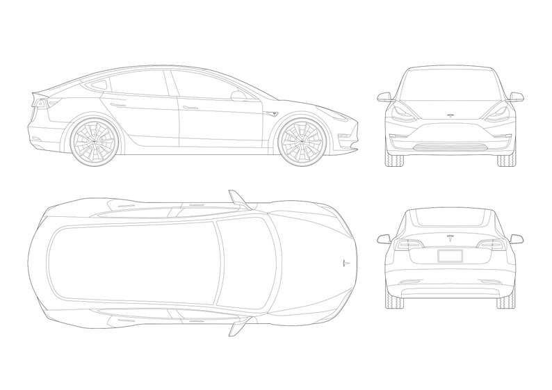 High Quality Tesla Model 3 Poster Set (6 Vector Posters), Printable ...
