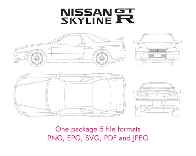 Nissan Skyline GTR R34 Printable Wall Art. Vector Files for Crafting ...