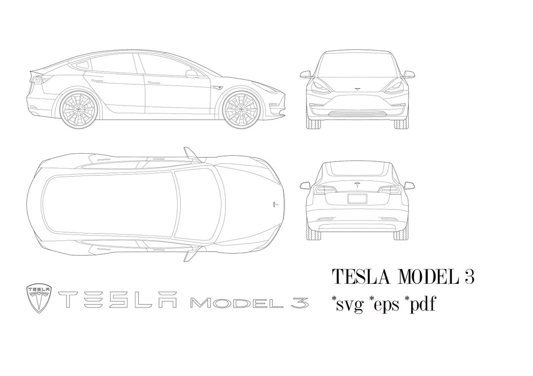 Tesla Model 3 Vector File. Instant Download Svg, Eps, Pdf, Jpeg - Etsy