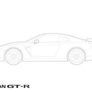 Nissan GT-R R35 Line Art – Digital Car Illustration | Perfect for Car ...