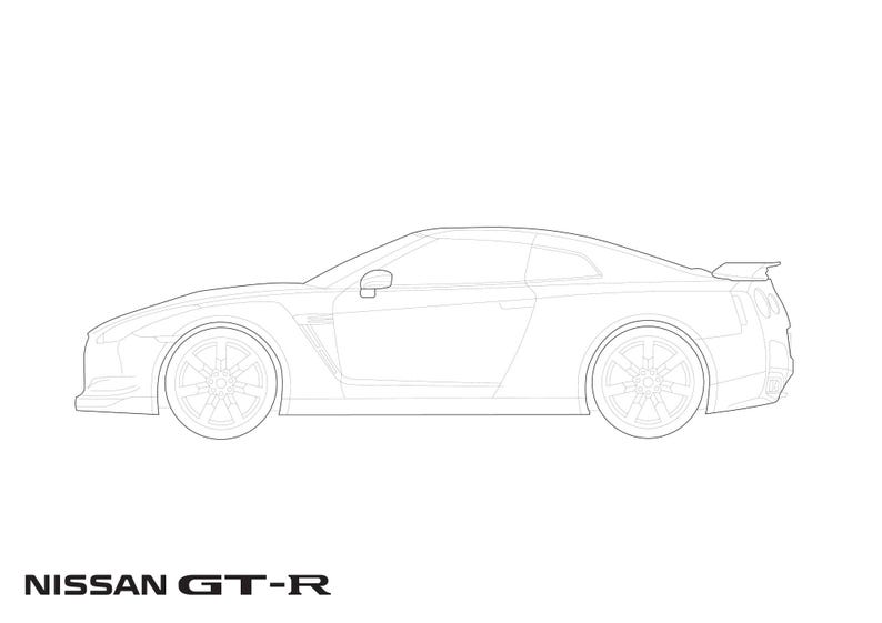 Nissan GT-R R35 Line Art – Digital Car Illustration | Perfect for Car ...