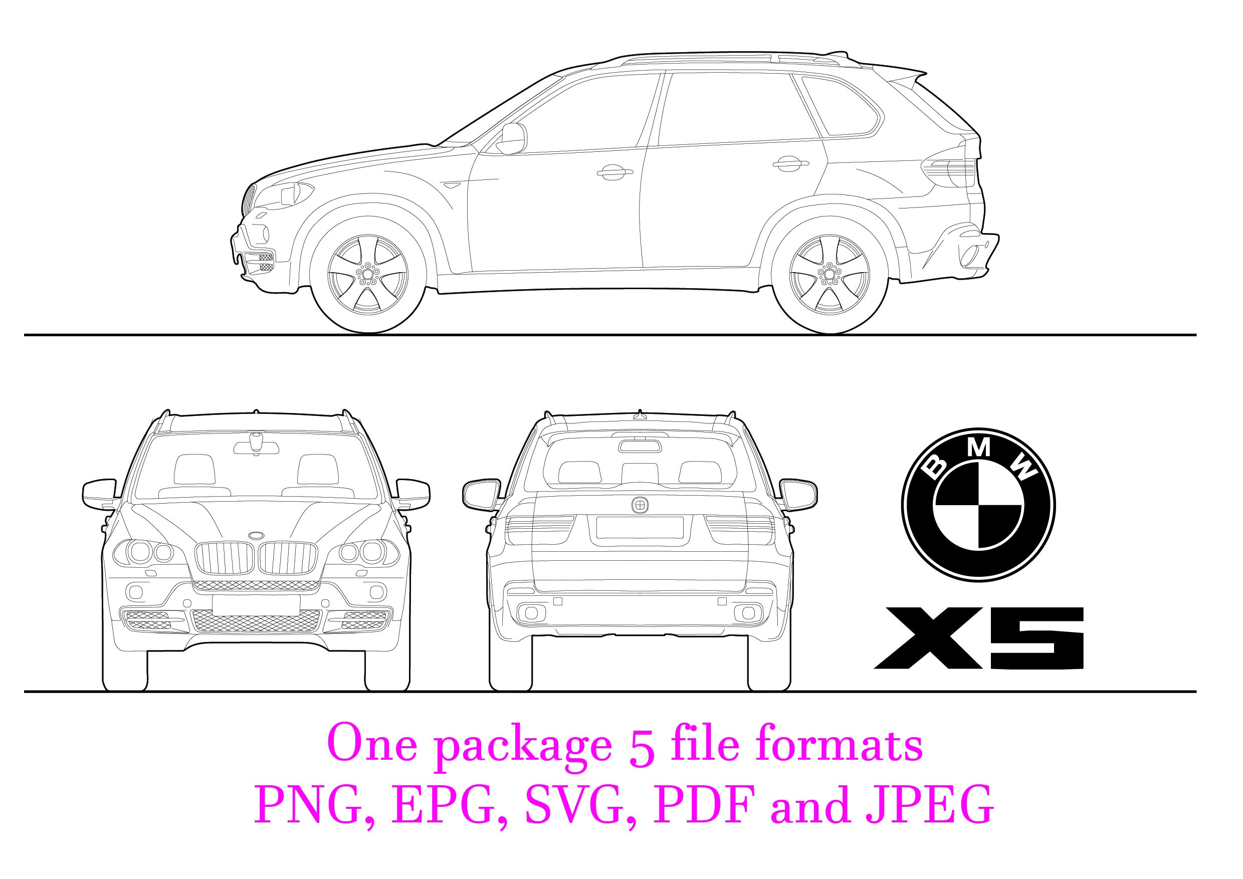 BMW X5 E70. Instant Download in Svg, Eps, Pdf, Jpeg and Png Fromat. - Etsy