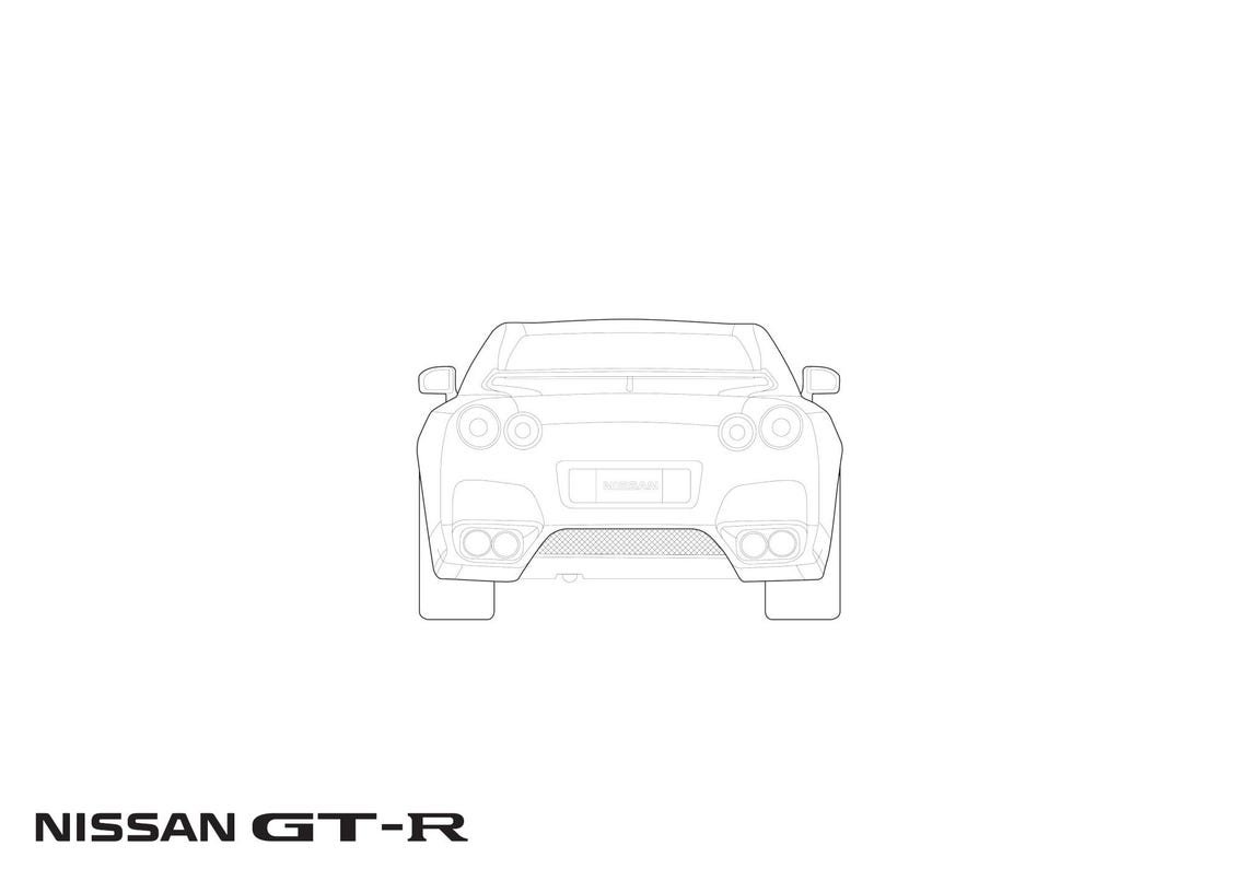 Nissan GT-R R35 Line Art – Digital Car Illustration | Perfect for Car ...