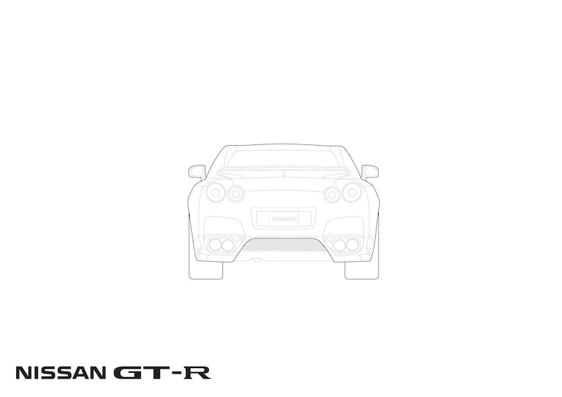 Nissan GT-R R35 Line Art – Digital Car Illustration | Perfect for Car ...