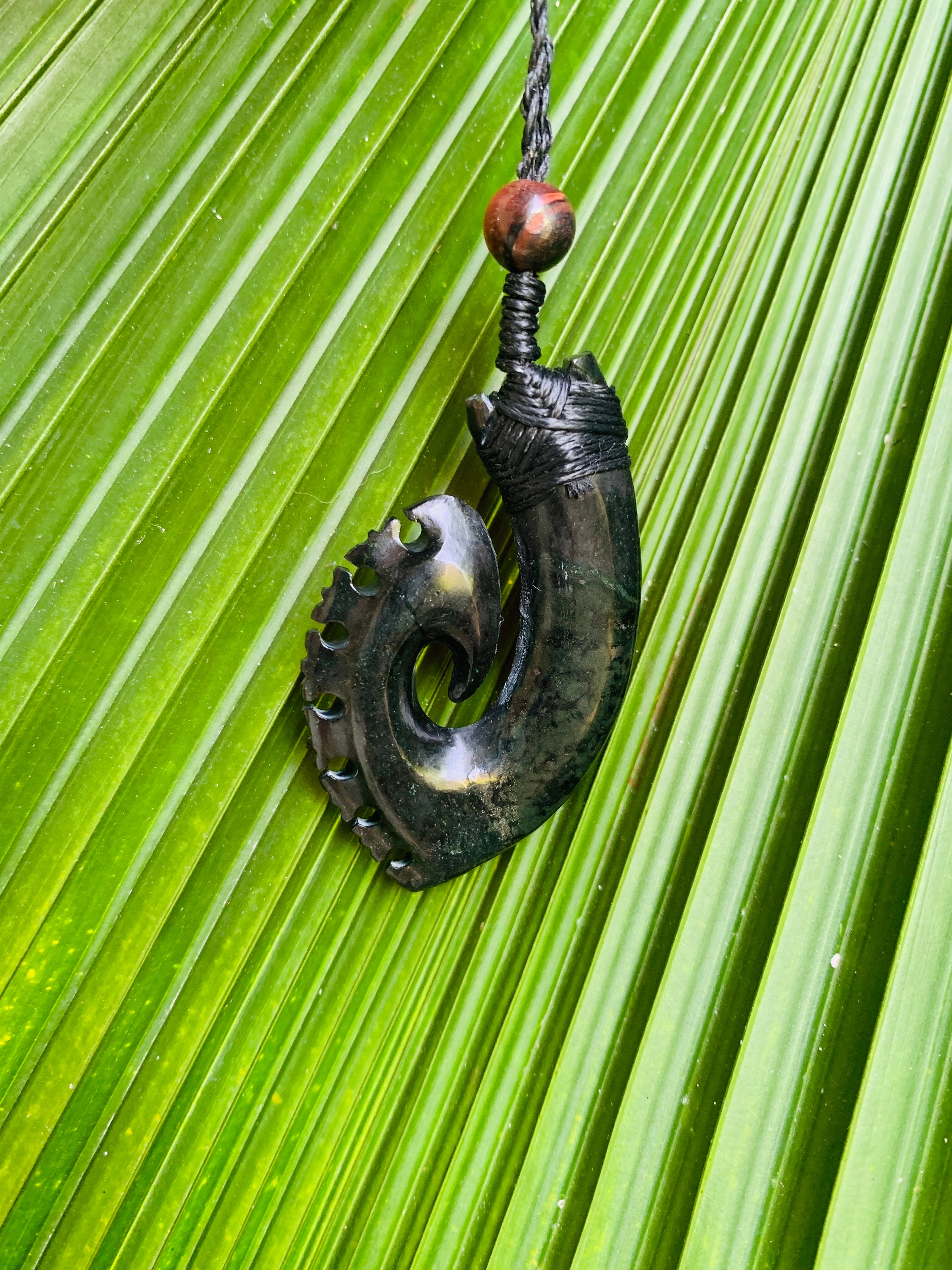 Indonesian Black Jade Fish Hook Pendant, in the Māori Culture the Hei ...