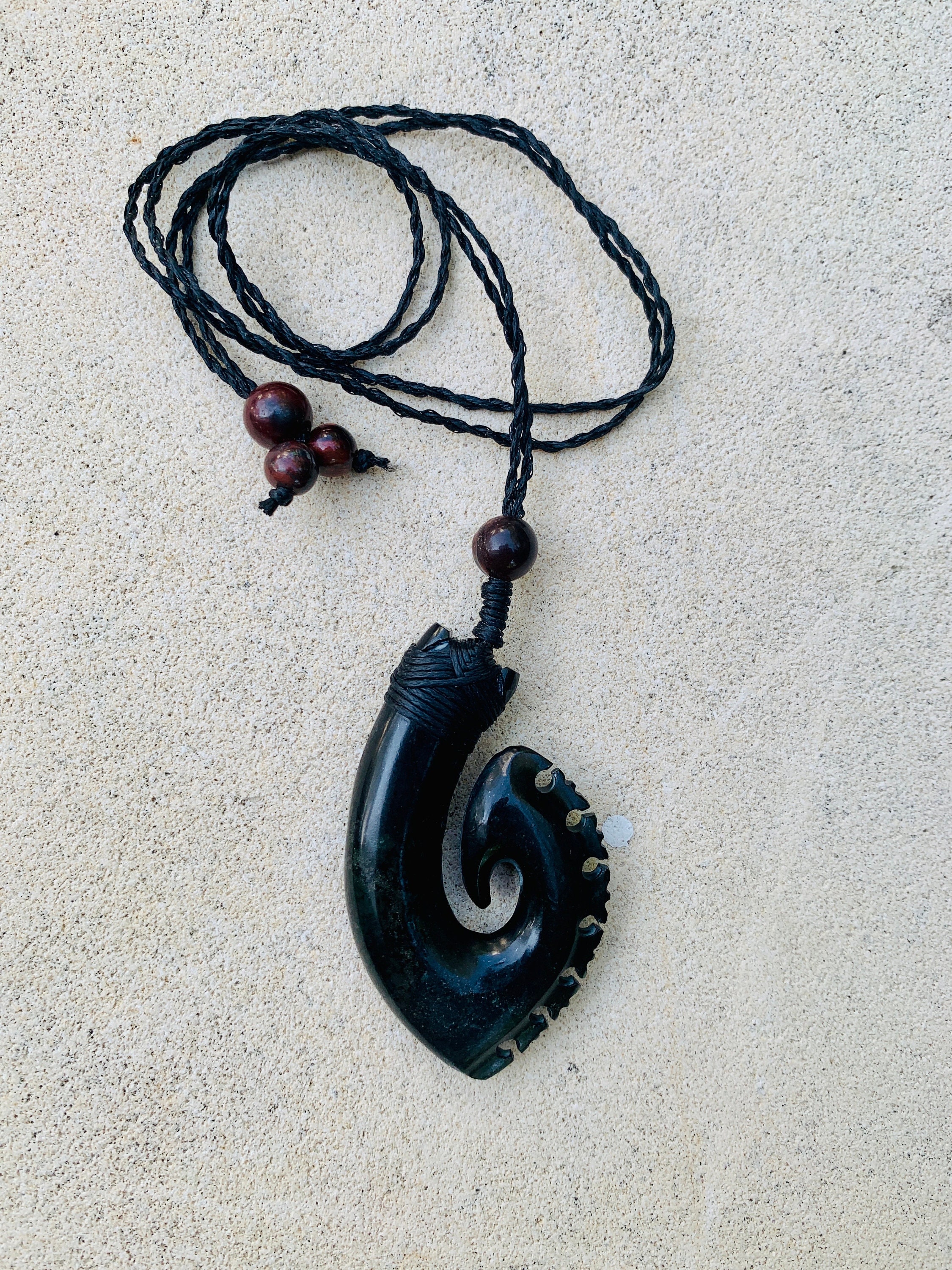 Indonesian Black Jade Fish Hook Pendant, in the Māori Culture the Hei ...