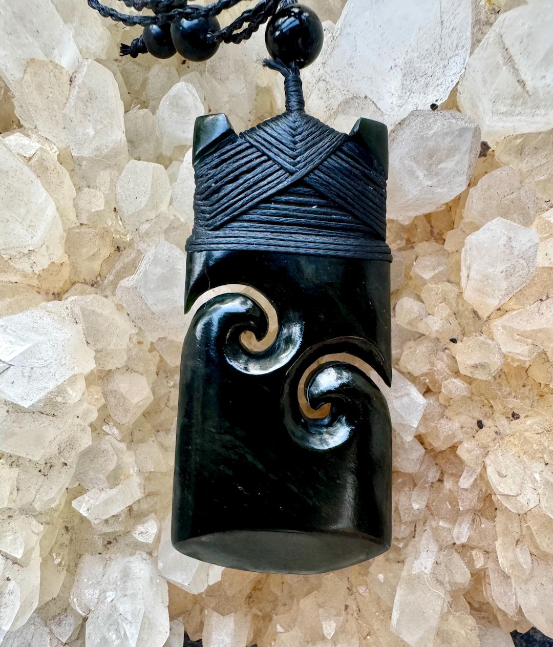 Maori Inspired Black Jade Necklace, Double Koru Toki Pendant, Symbol of ...