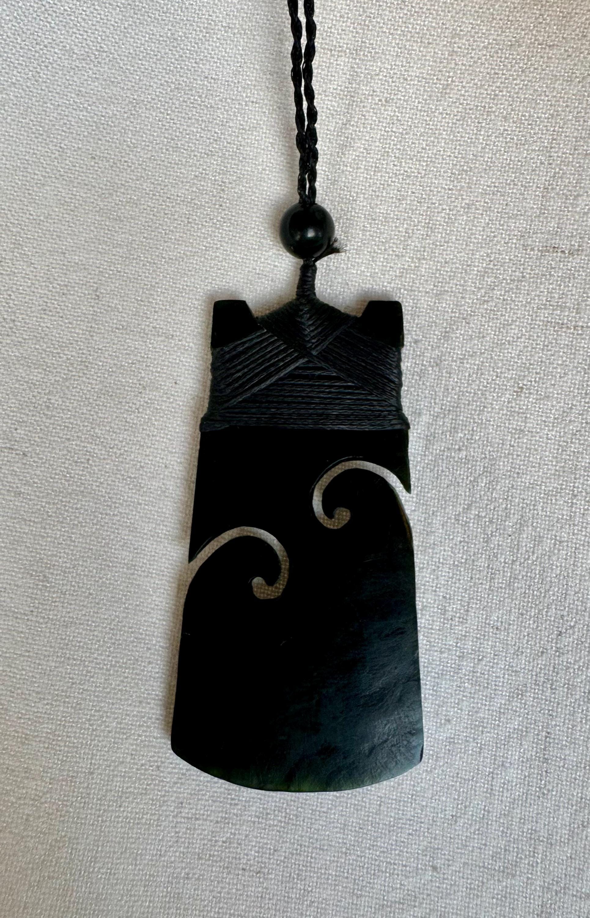 Maori Inspired Black Jade Necklace, Double Koru Toki Pendant, Symbol of ...