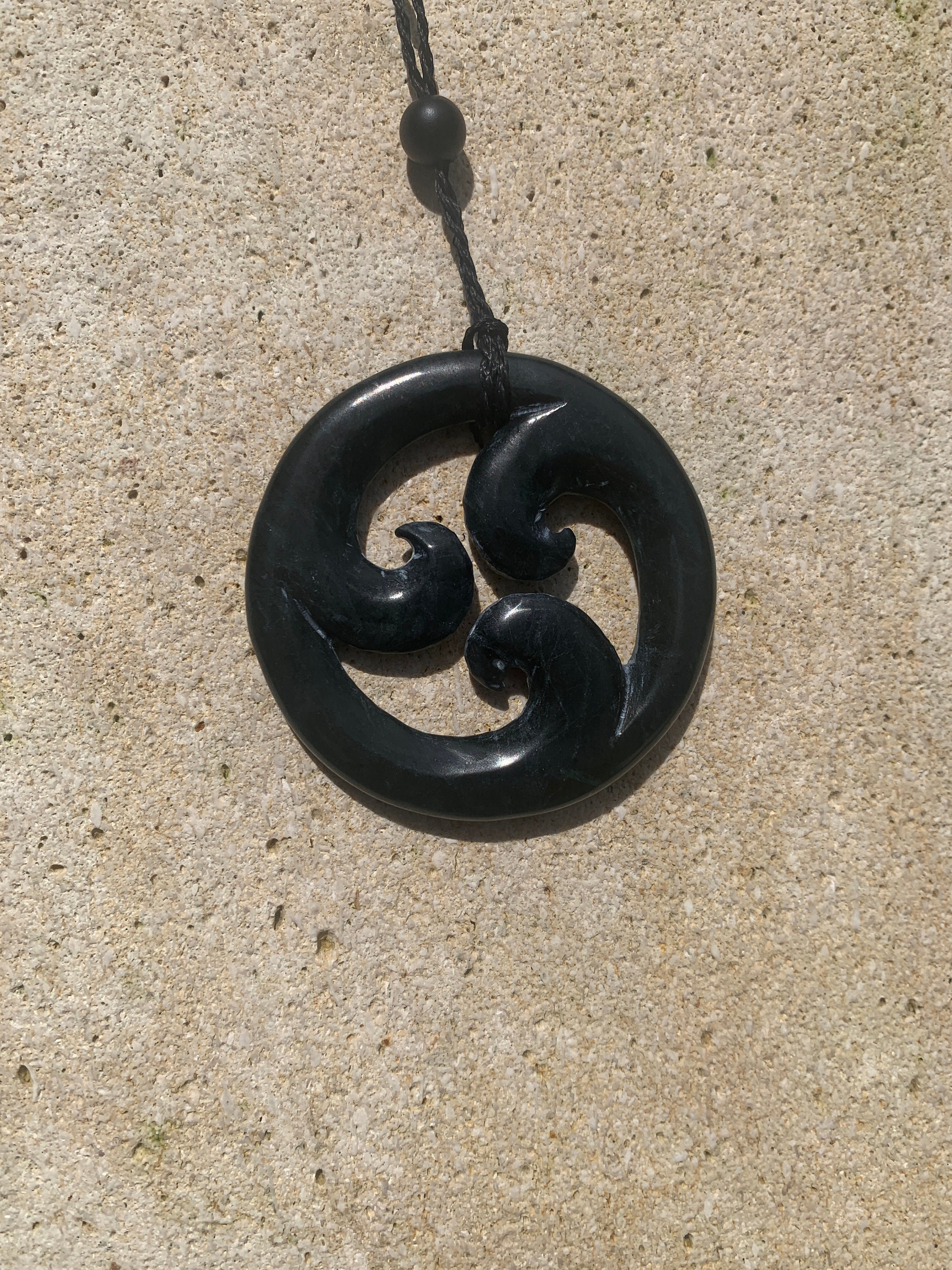 Black Jade Triple Koru Necklace, Maori Inspired, Blessed, Hand Carved ...