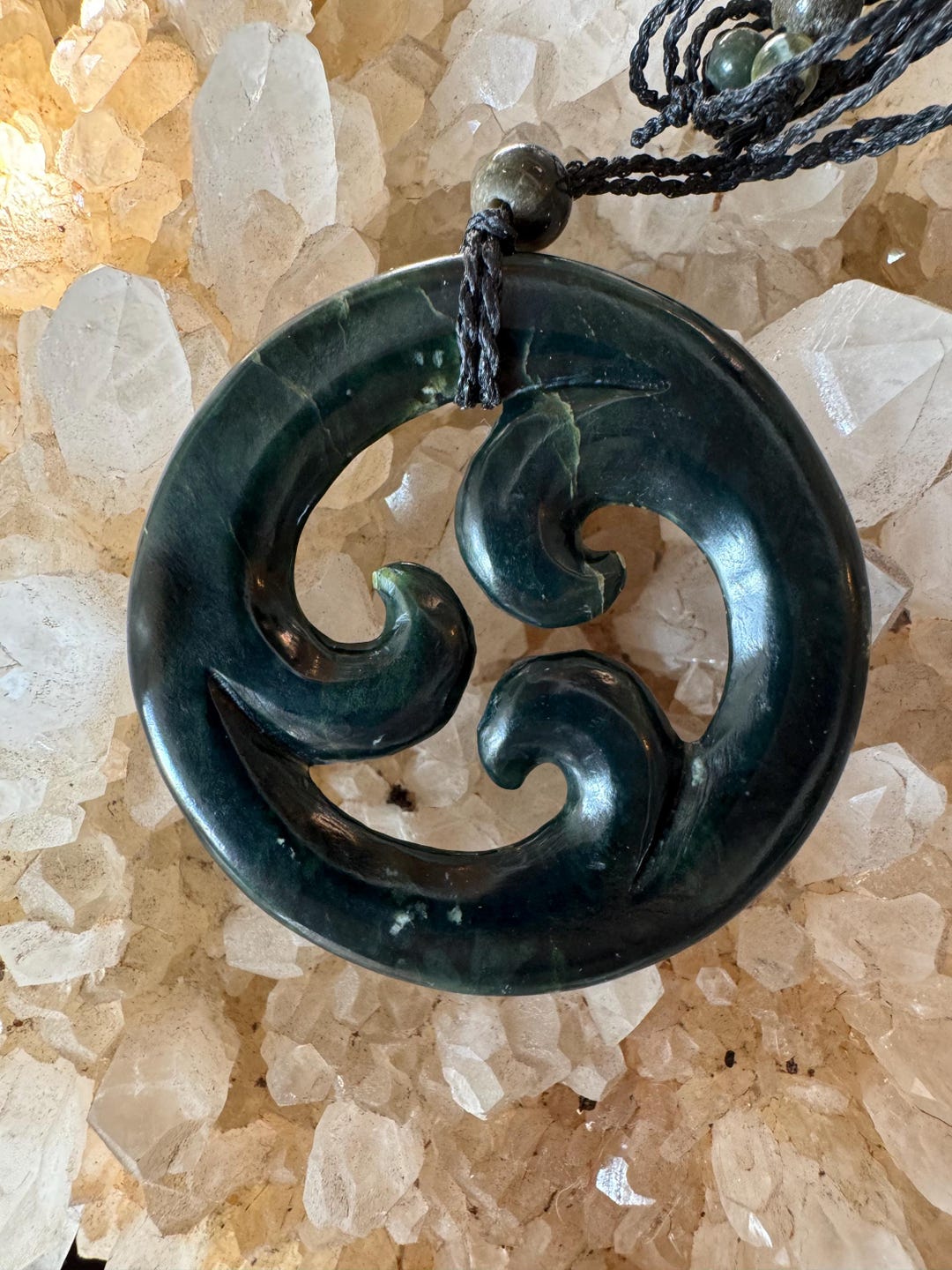 Black Jade Triple Koru Necklace, Maori Inspired, Blessed, Hand Carved ...