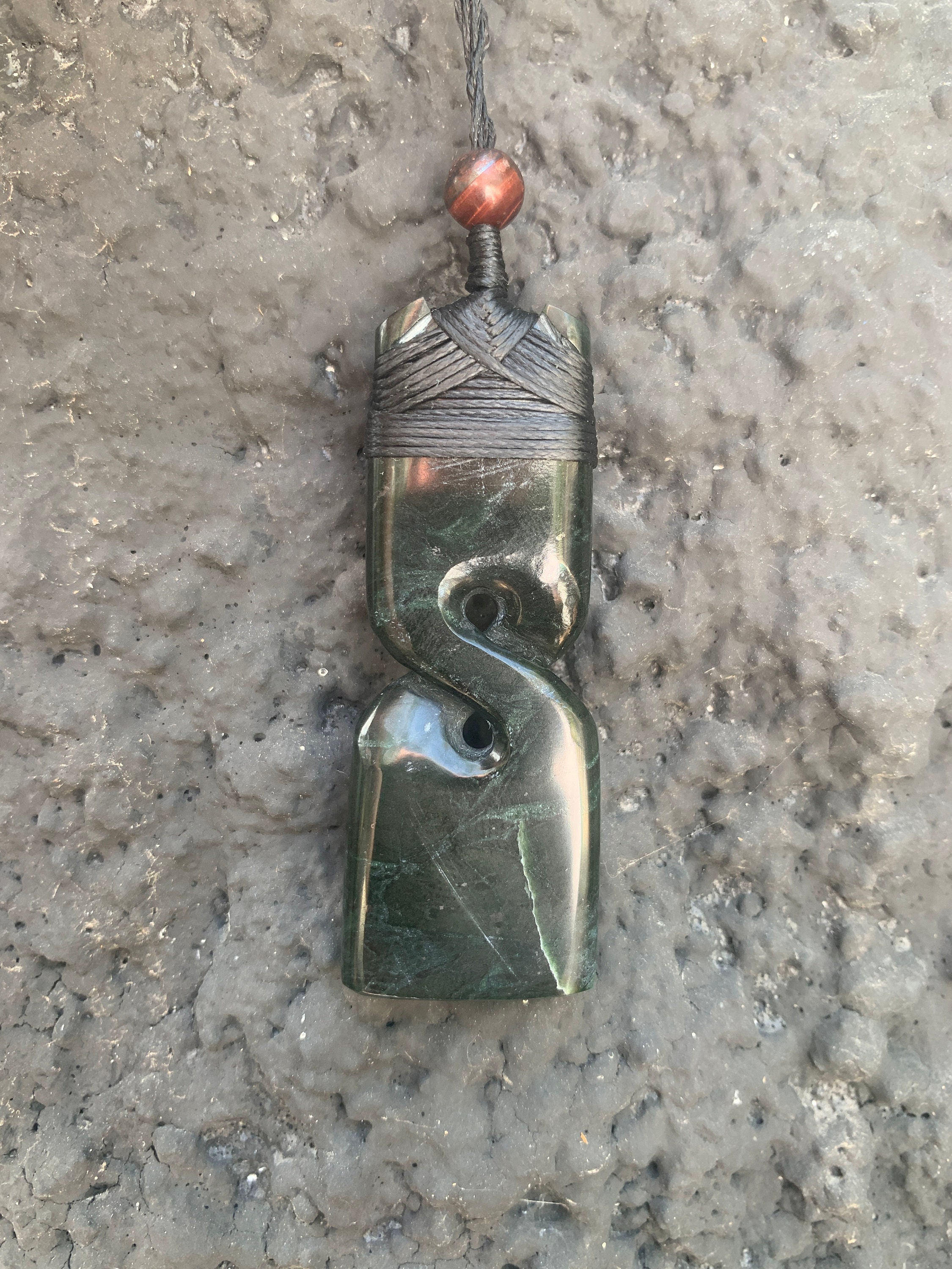 Maori Inspired Black Jade Pendant, Pikorua Toki, Single Twist, Symbol ...