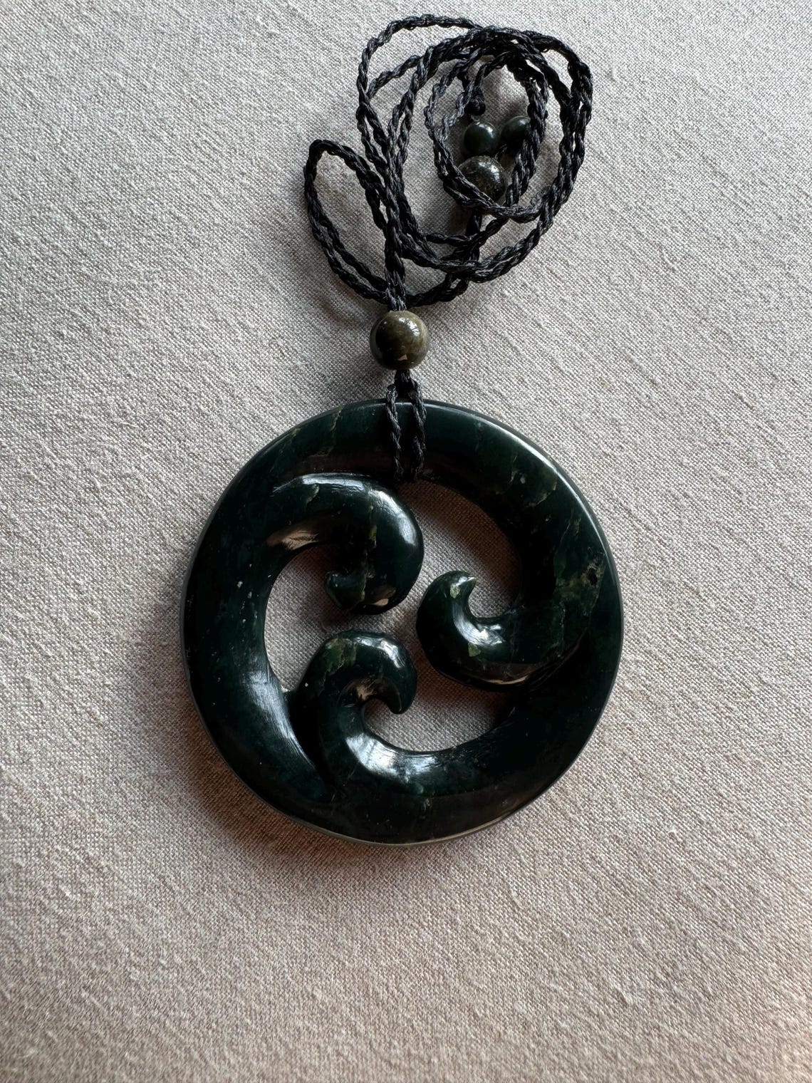 Hand Carved Black Jade Triple Koru Necklace, Maori Inspired - Etsy