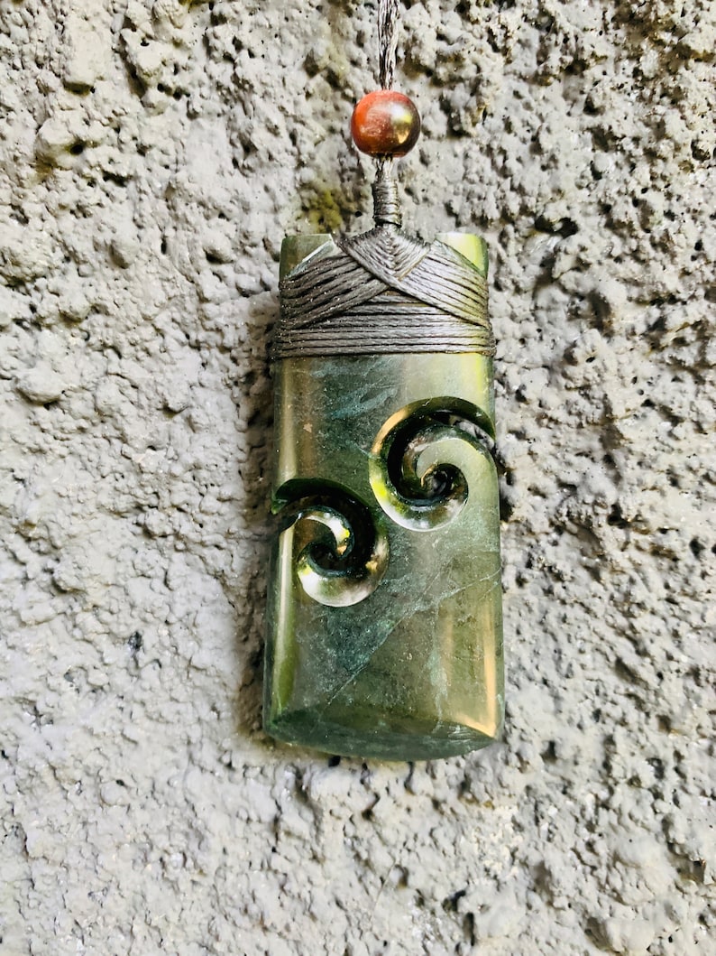 Maori Inspired Black Jade Necklace Double Koru Toki Pendant - Etsy