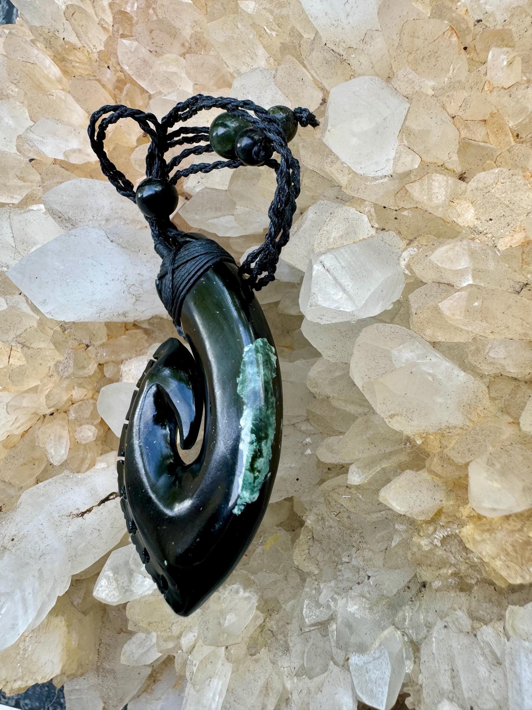 Indonesian Black Jade Fish Hook Pendant, in the Māori Culture the Hei ...