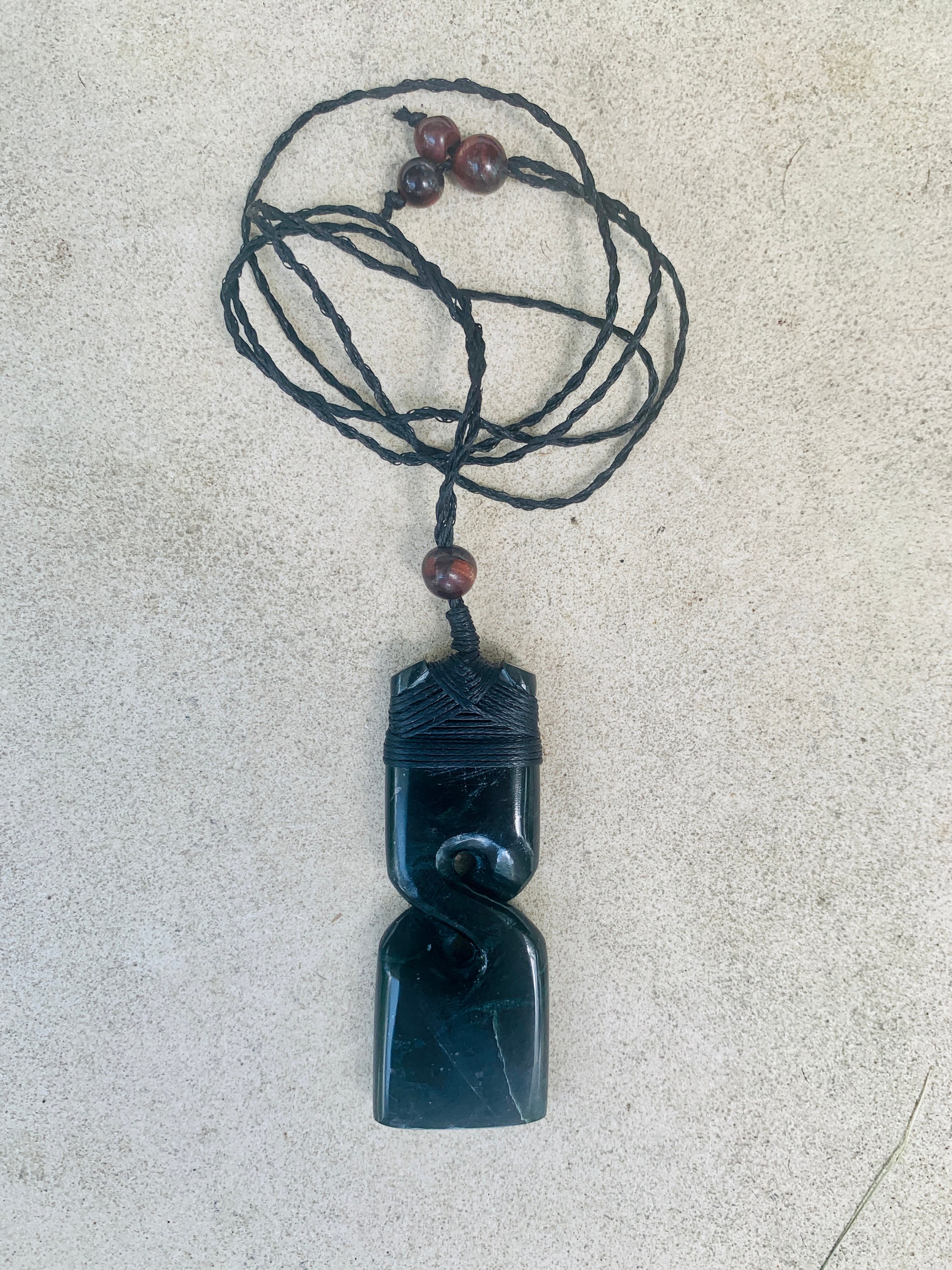 Maori Inspired Black Jade Pendant, Pikorua Toki, Single Twist, Symbol ...