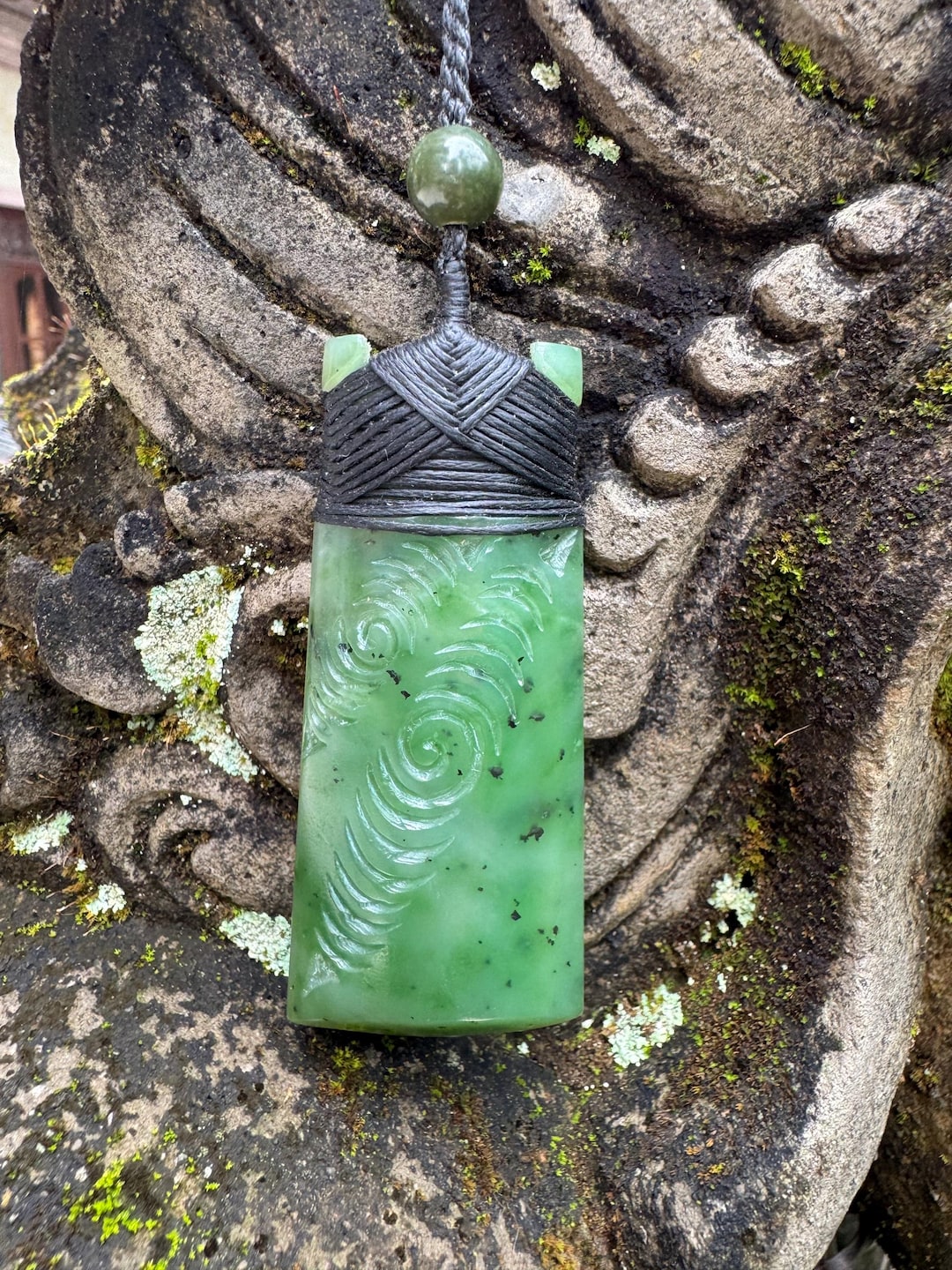 Maori Inspired Indonesian Jade Toki Pendant With Koru Engraving, Symbol ...