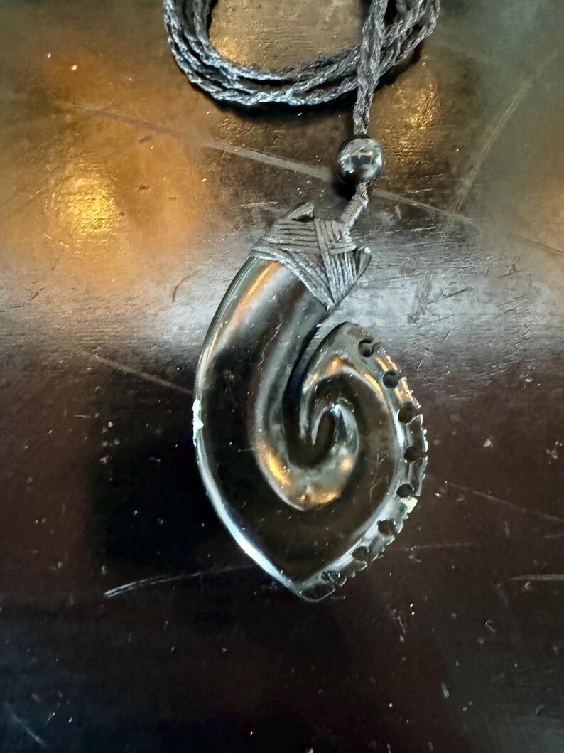 Indonesian Black Jade Fish Hook Pendant, in the Māori Culture the Hei ...