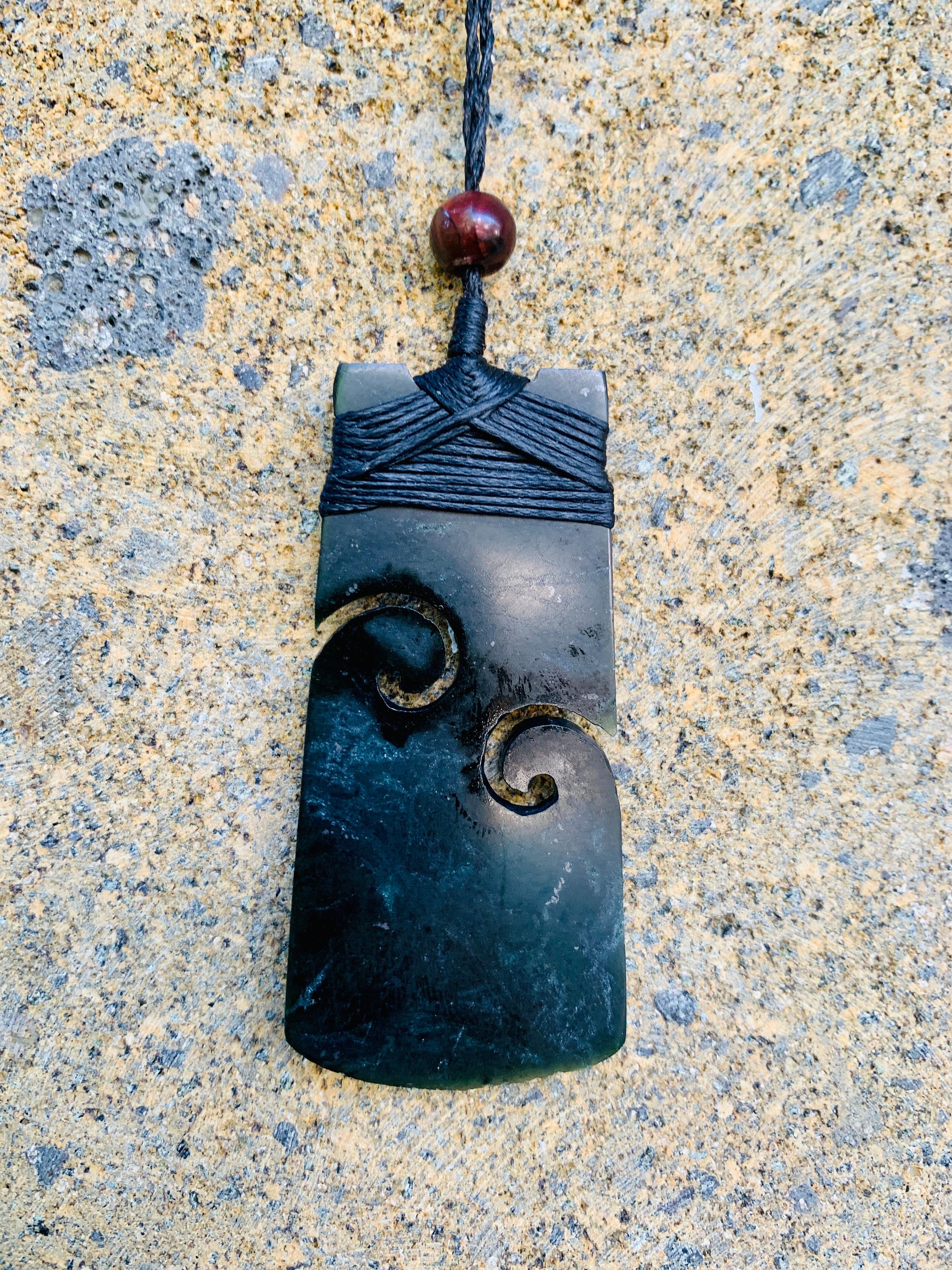 Maori Inspired Black Jade Necklace Double Koru Toki Pendant - Etsy