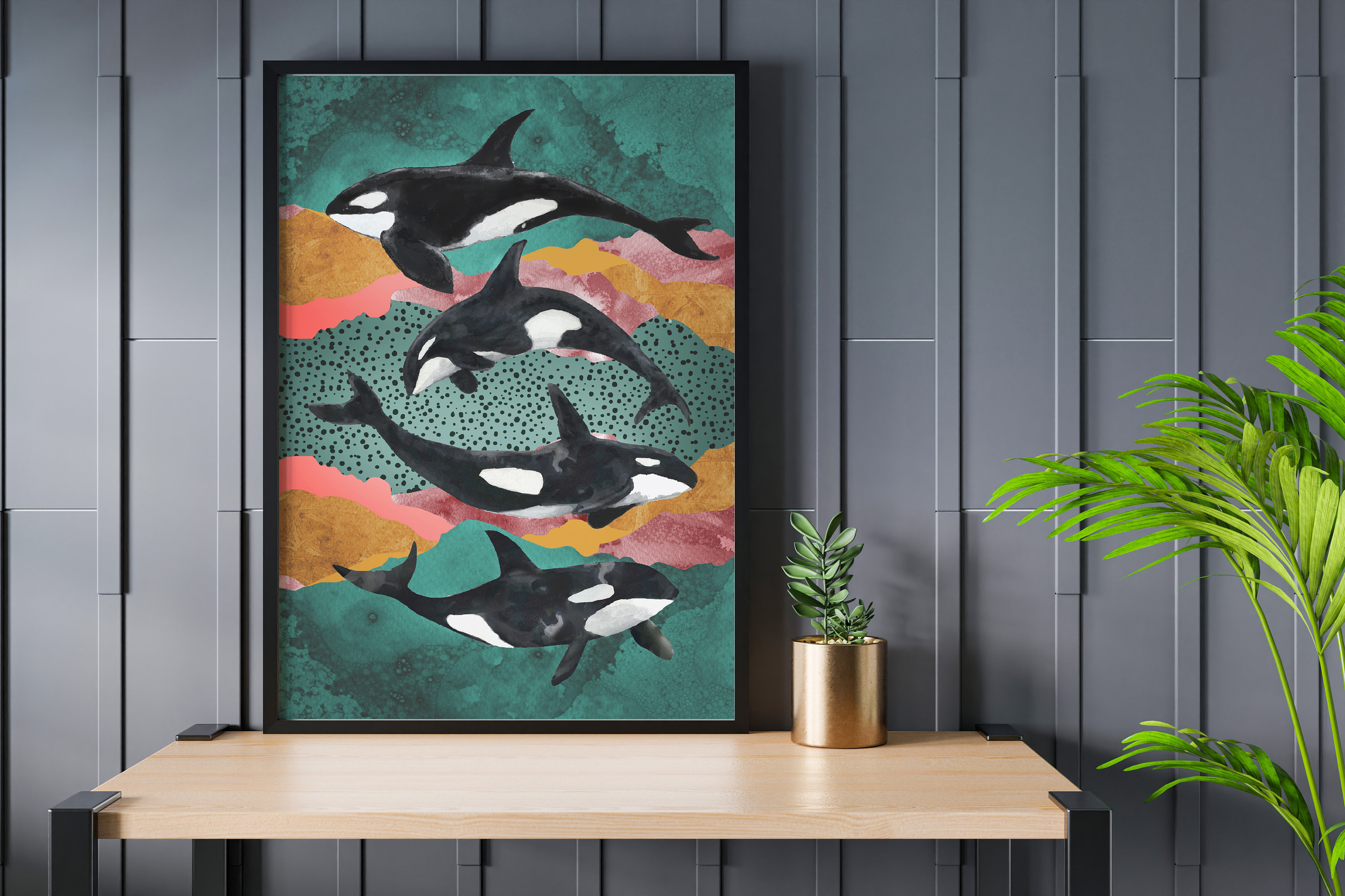 Killer Whale Art, Aesthetic Wildlife Art, Orca Art, Watrcolor Killer ...