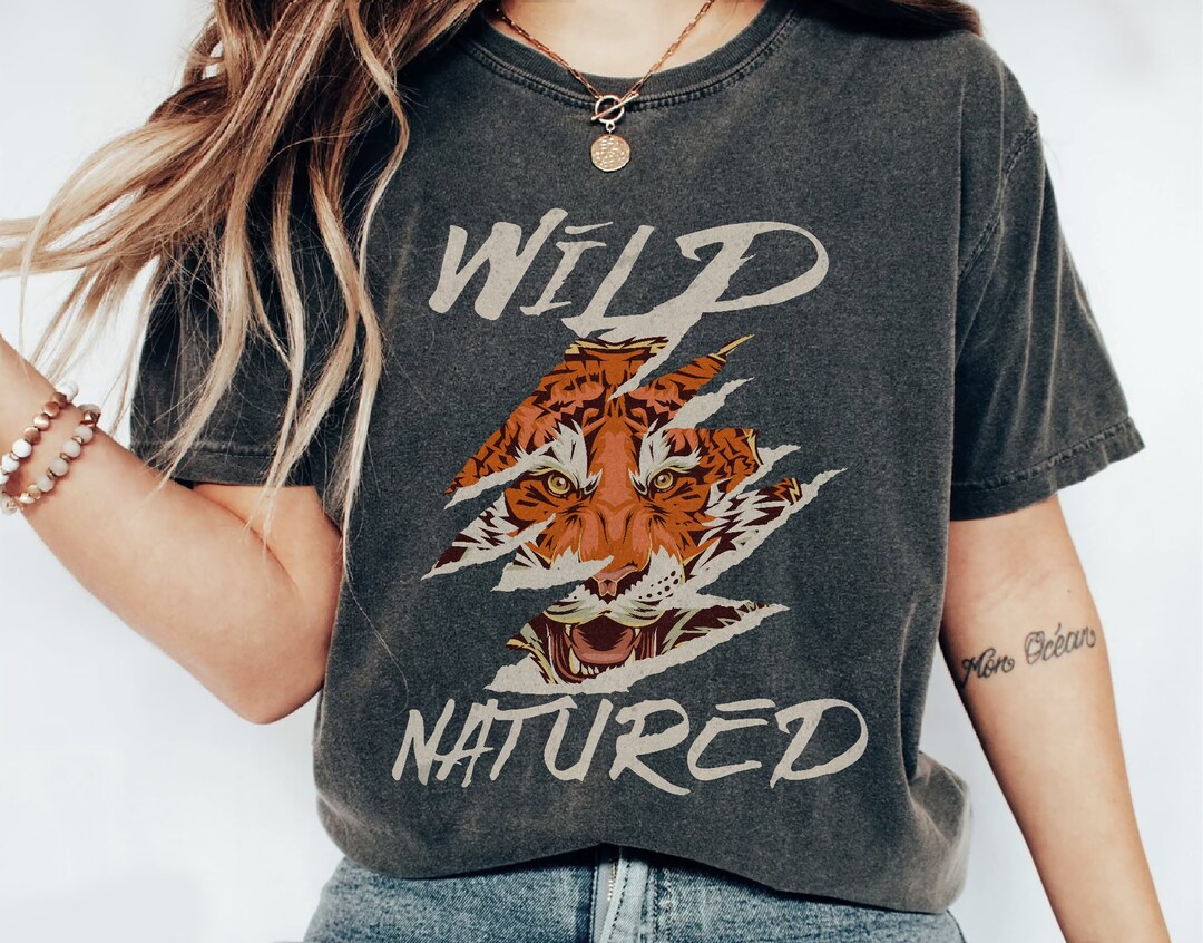 Wild Natured Tee, Retro Tiger Design, 90's Style Shirt, Grunge Tiger ...