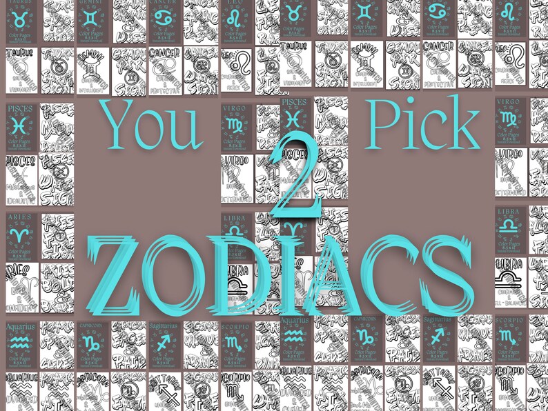 Pick 2 Zodiac Signs Coloring Pages Zodiac PDF Printable - Etsy