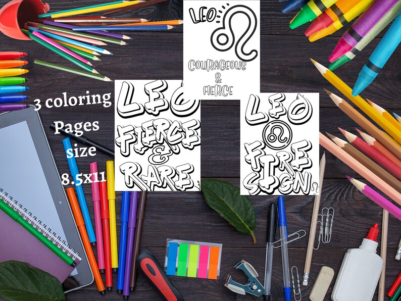 LEO Zodiac| Coloring PDF Printable| Leo Instant Download| 4th Zodiacal ...