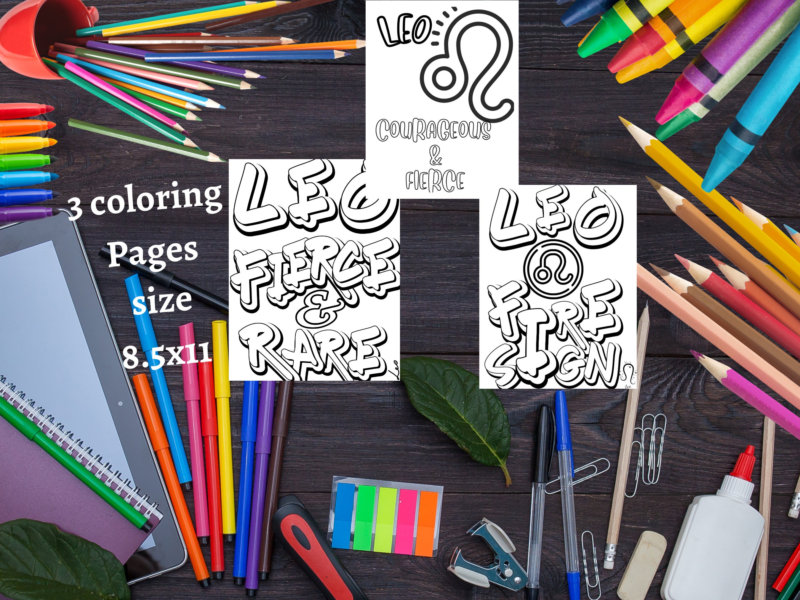 LEO Zodiac| Coloring PDF Printable| Leo Instant Download| 4th Zodiacal ...