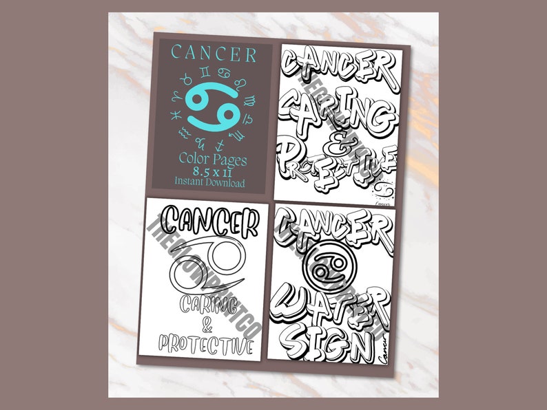 CANCER Zodiacs Coloring PDF Printable Cancer Instant - Etsy