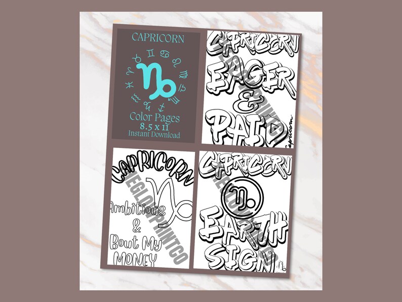 CAPRICORN Zodiacs Coloring PDF Printable Capricorn Instant - Etsy