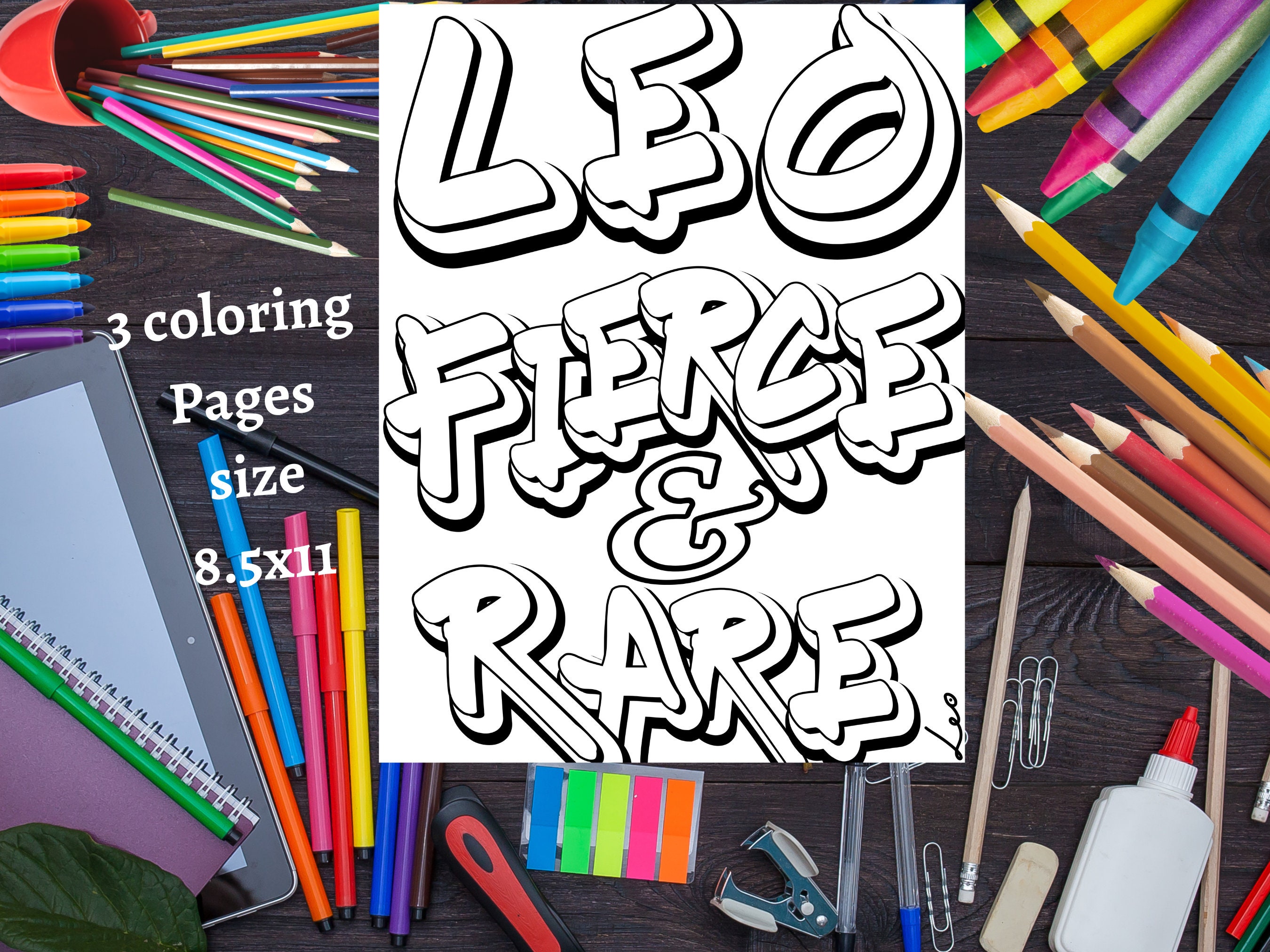 LEO Zodiac| Coloring PDF Printable| Leo Instant Download| 4th Zodiacal ...