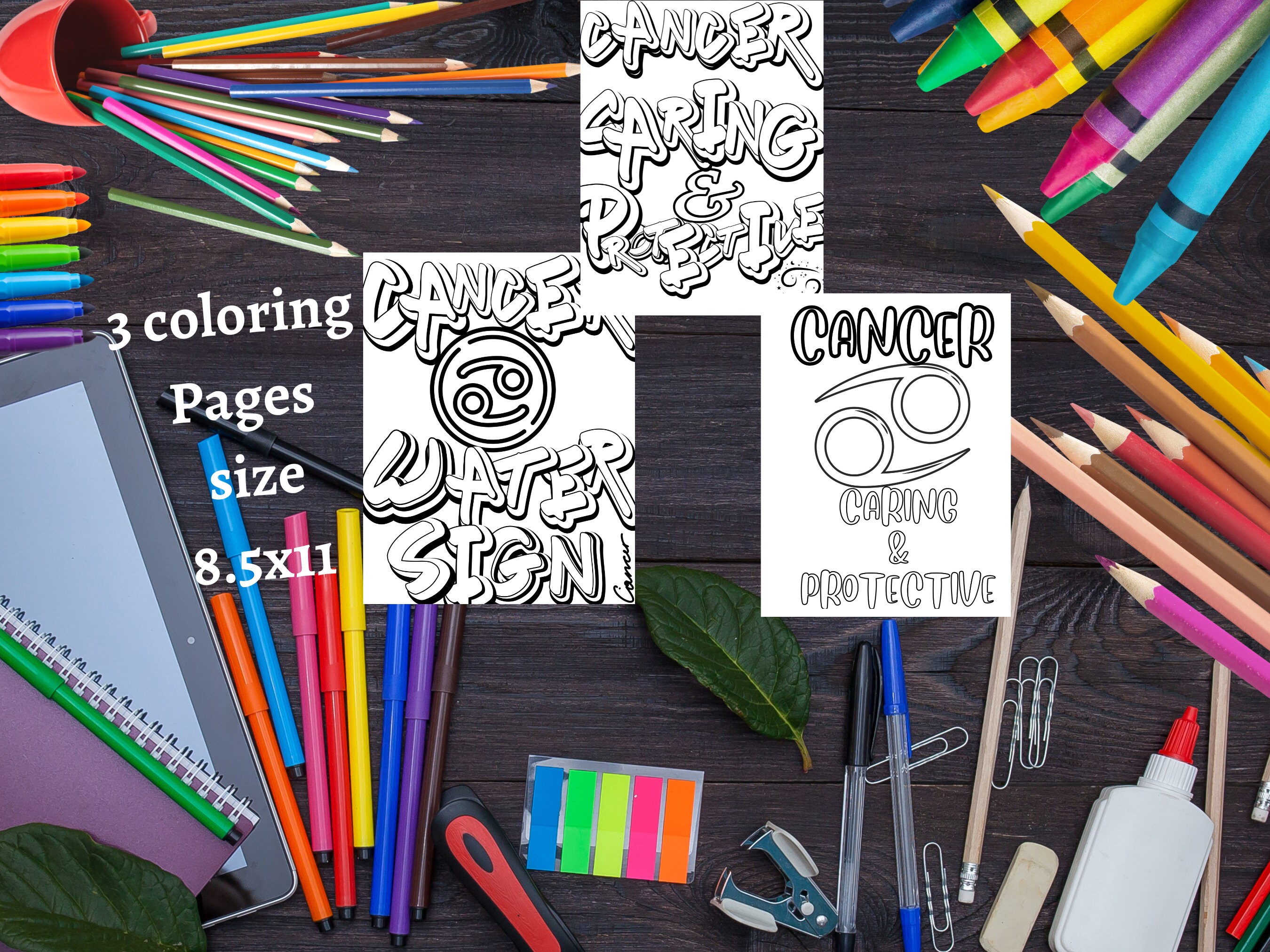 CANCER Zodiacs Coloring PDF Printable Cancer Instant Download 4th ...