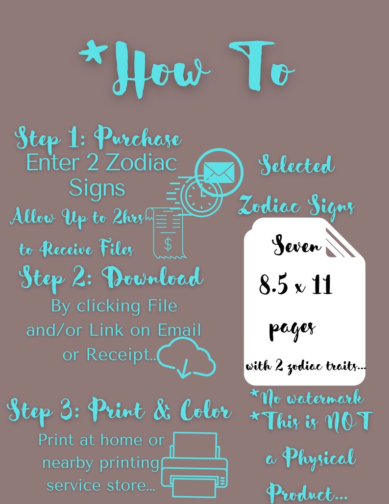 Pick 2 Zodiac Signs Coloring Pages Zodiac PDF Printable - Etsy