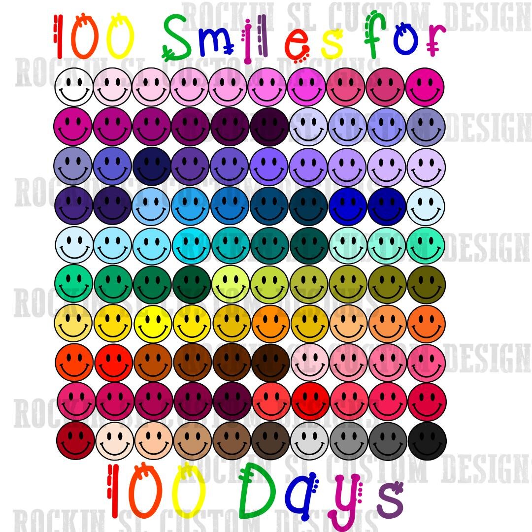 100 Smiles for 100 Days! 100 Days of School- 100th Day- PNG - Digital ...