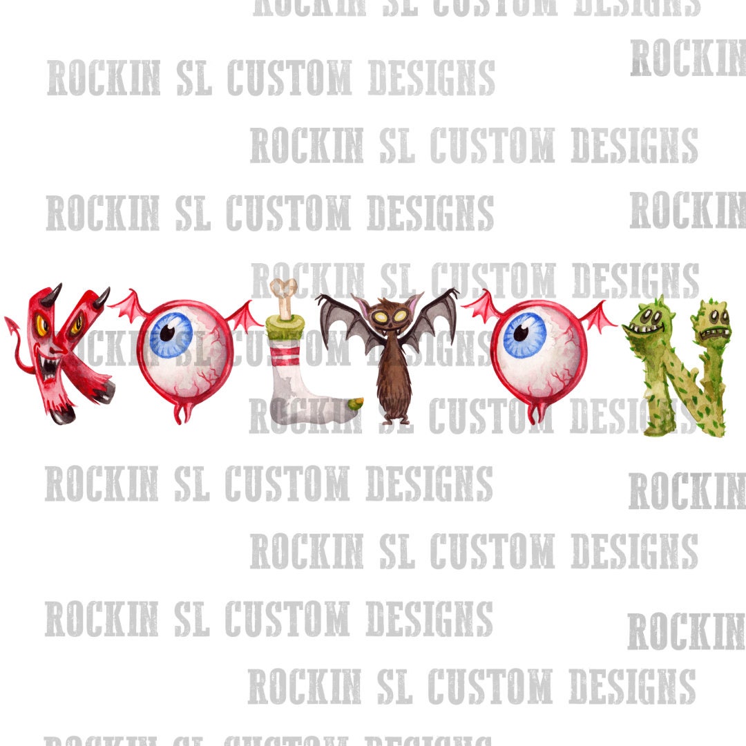 CUSTOM Halloween Monster Name Digital File PNG - Etsy
