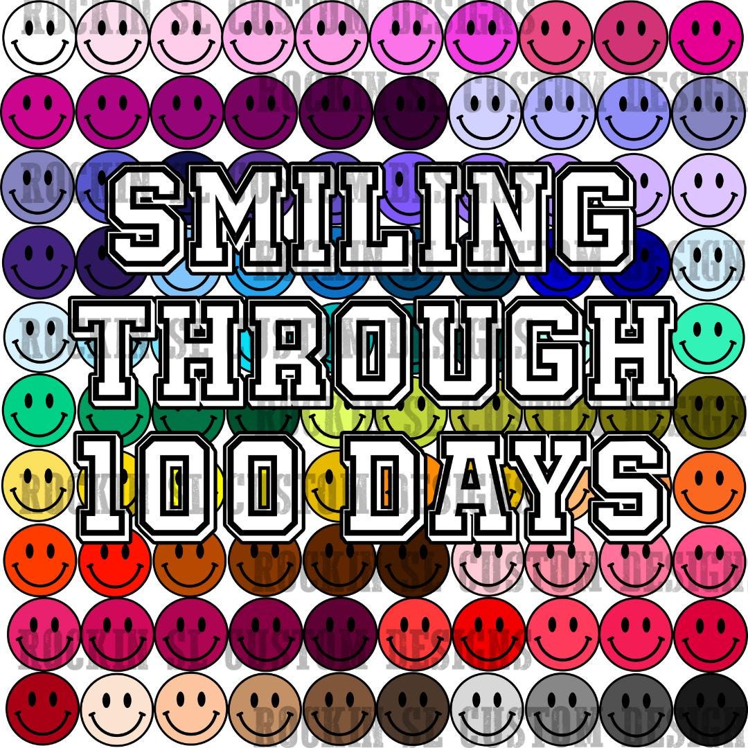 Smiling Through 100 Days of School- 100 Smiley Faces - PNG - Digital ...