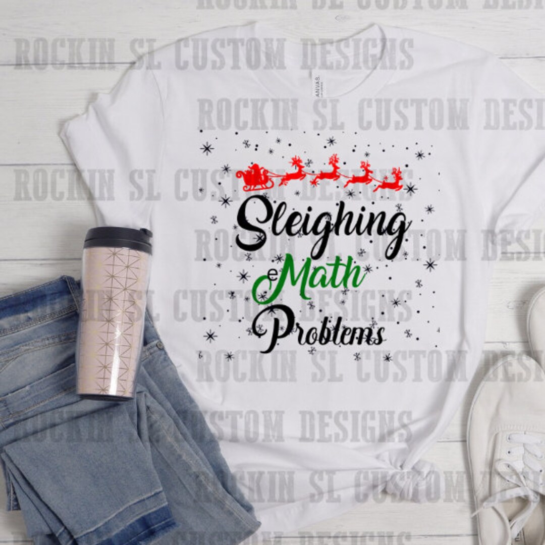 Sleighing Math Problems PNG Digital File Santa Reindeer Snowflakes ...
