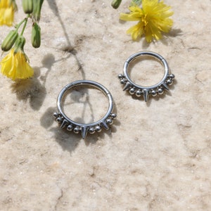 16g Surgical Steel Short Spikes Septum Ring/ Hinged Septum Hoop/ Daith ...