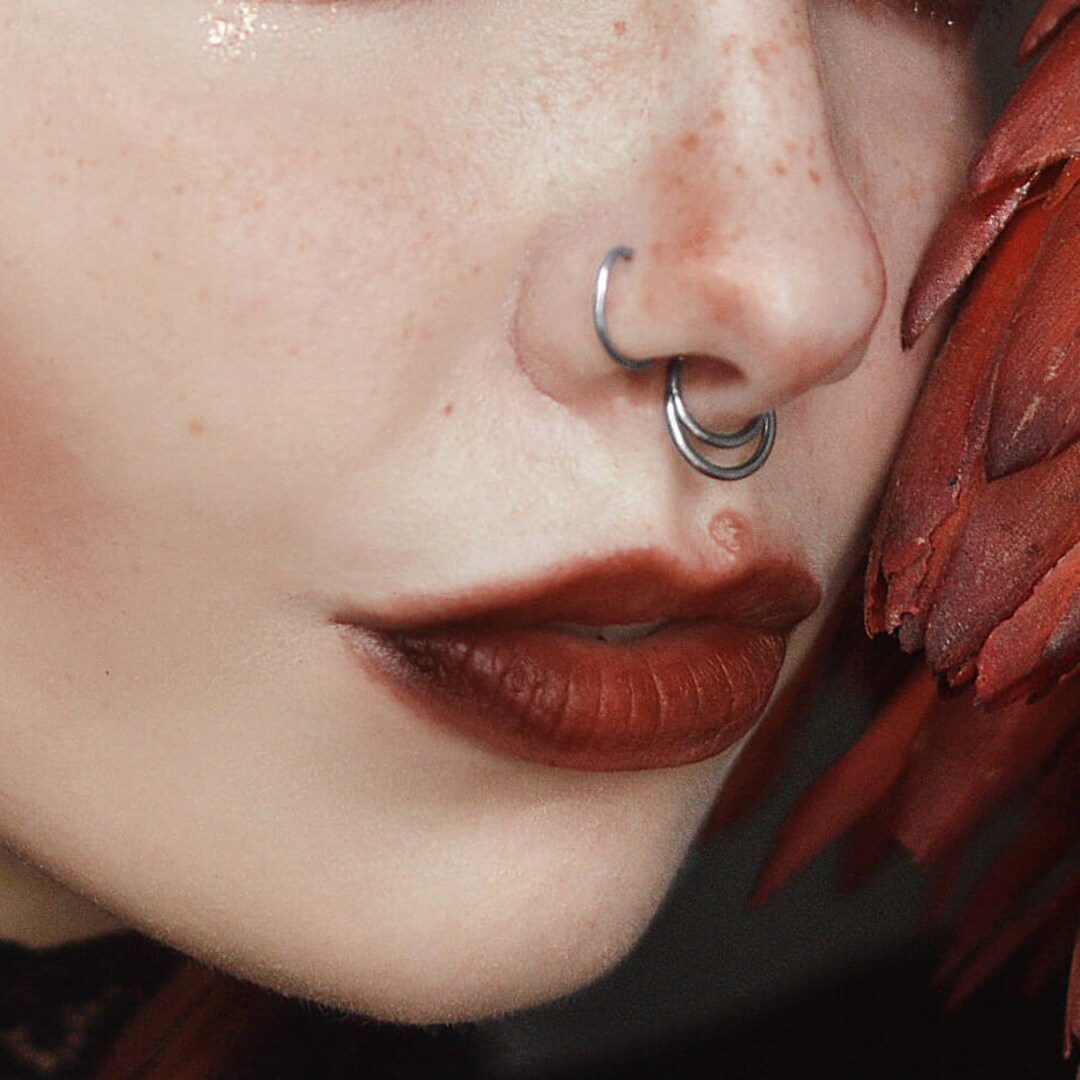 16G Surgical Steel Double Septum Ring/ Layered Septum Clicker/ - Etsy