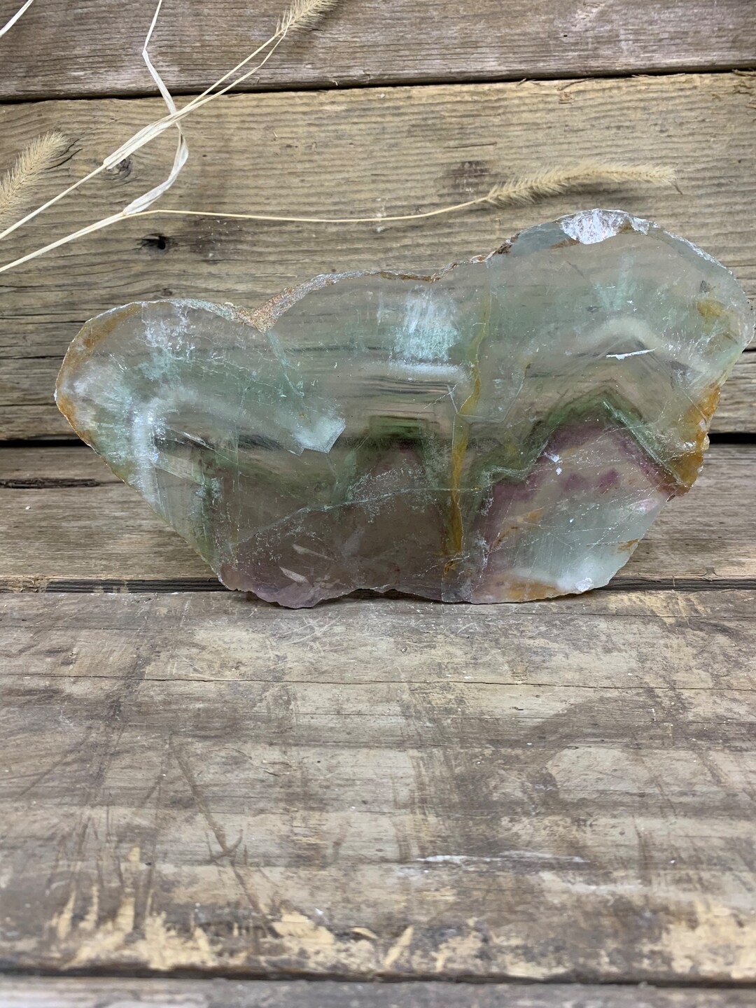 Thick Cut Fluorite Slab Slice/ Rainbow Fluorite/polished Slab/ Display ...