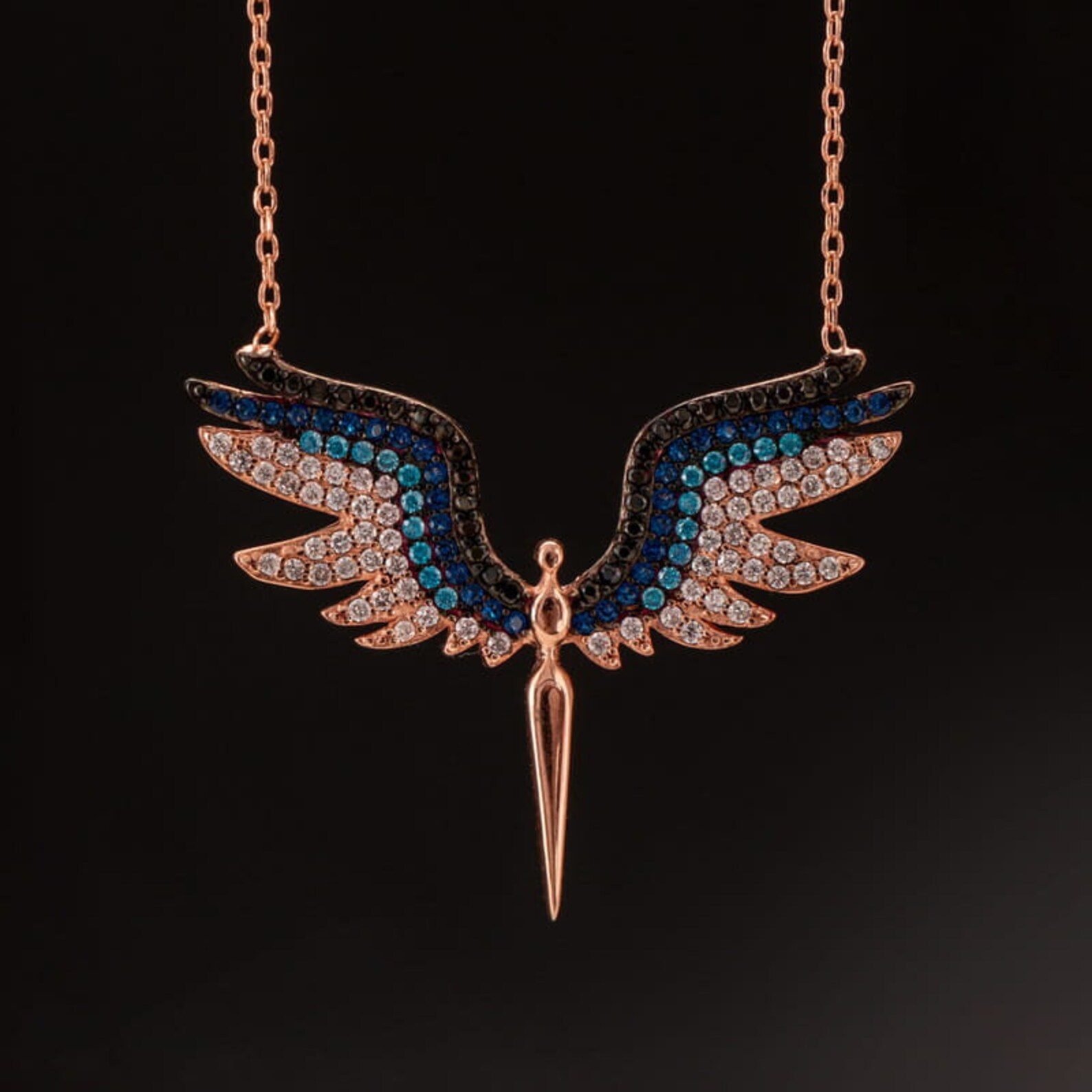 Stone Embroidered Angel Silver Necklace - Etsy