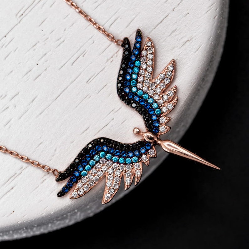 Stone Embroidered Angel Silver Necklace - Etsy