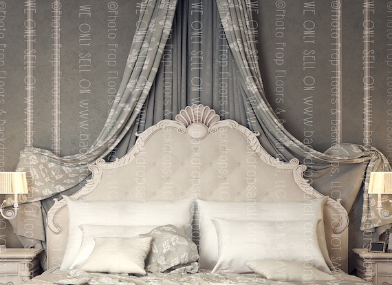 Tufted Headboard Photography Backdrop Chandelier Bed Fabric Boudoir Photos Elegant Shabby Chic Studio Newborn Cream Victorian