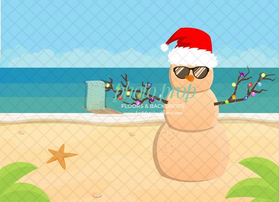 Beach Christmas Photography Backdrop Santa on the Beach - Etsy