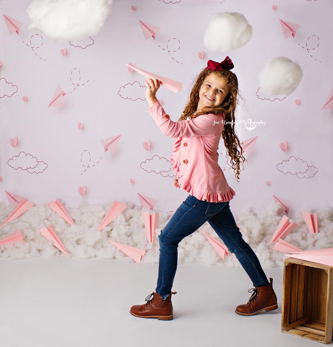Paper Airplane Photography Backdrop, Flying, Sky, Valentine's Day, Fly ...