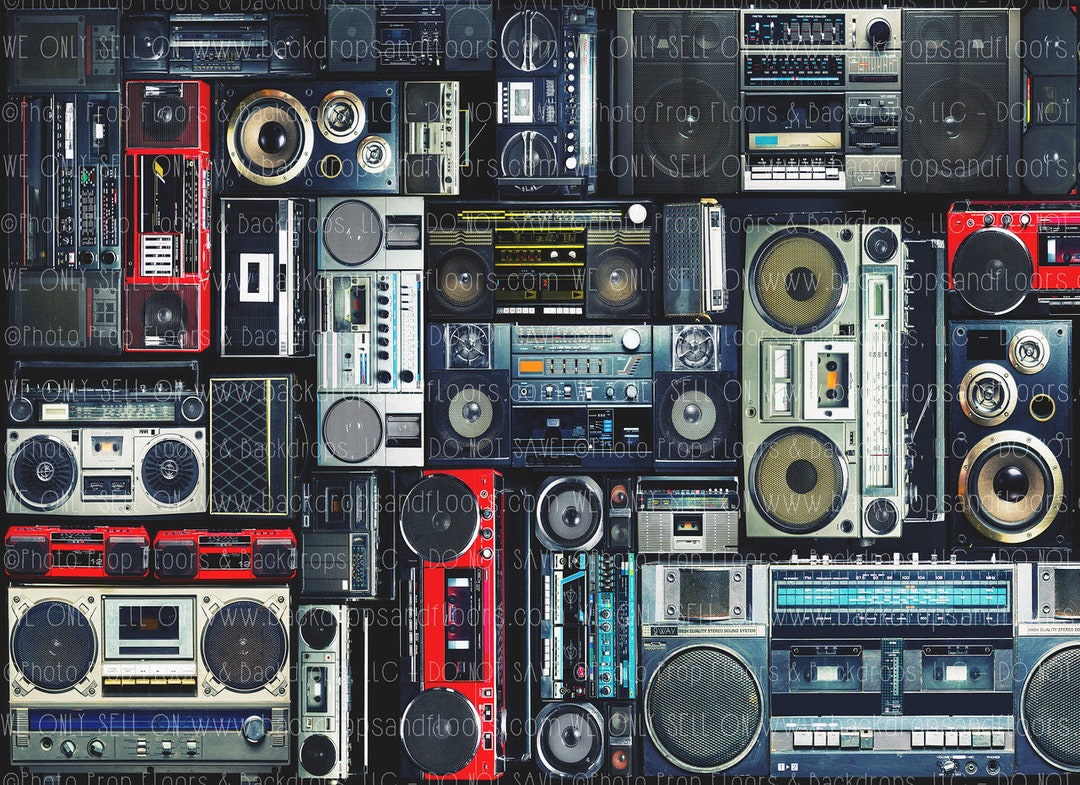 Vintage Boom Boxes Photography Backdrop - Radios, Rock and Roll ...