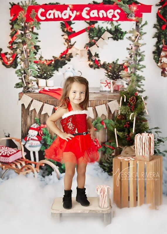 Candy Cane Stand Photography Backdrop Christmas Garland - Etsy