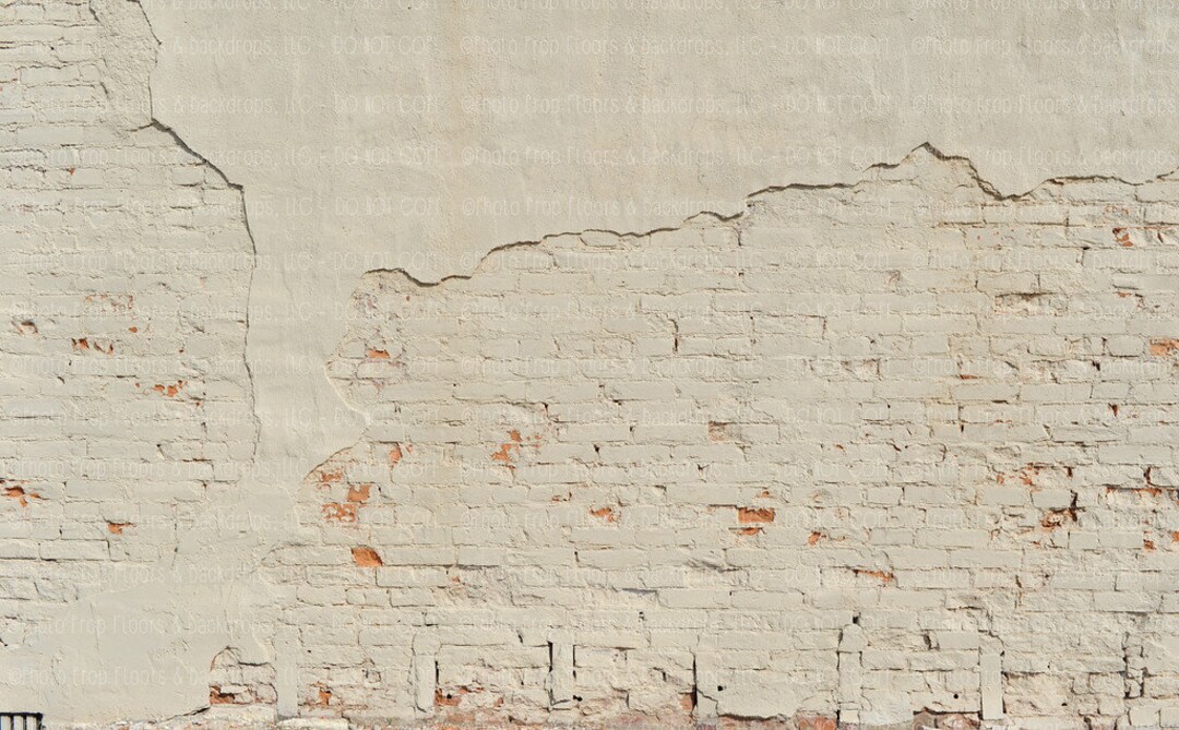 White Distressed Brick Wall Photography Backdrop - Rustic, Aged, Grunge ...