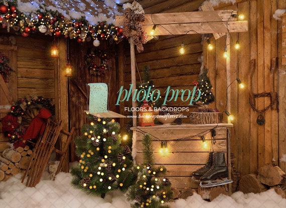 Hot Cocoa Stand Ski Lodge Photography Backdrop Christmas - Etsy